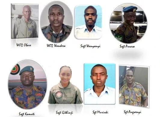 Names of 11 Kenya Air Force soldiers who died in Kajiado plane crash